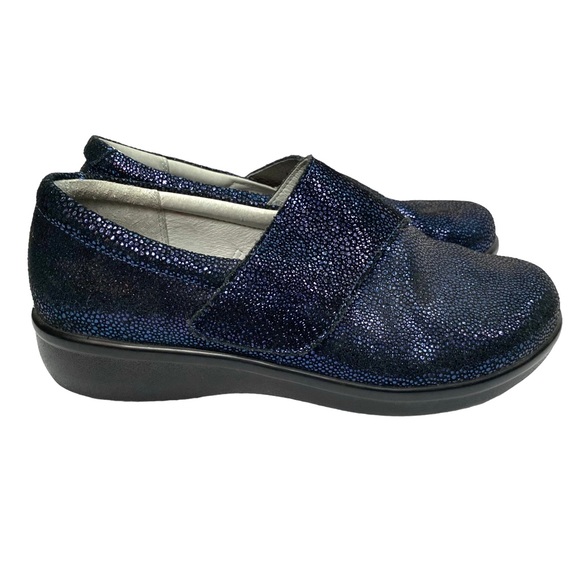 Alegria | Shoes | Alegria Dark Blue Silver Glitter Leather Velcro Slip ...